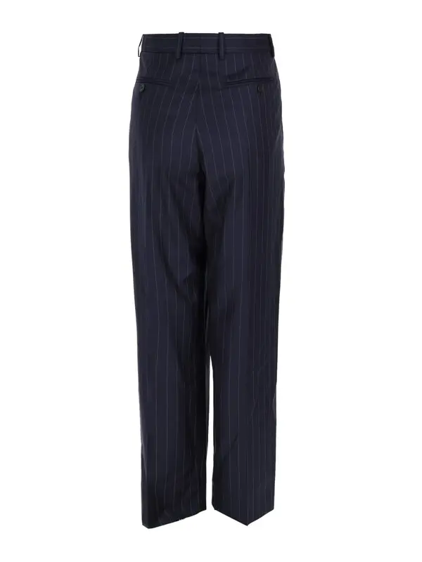 Givenchy Pantalone A Righe Con Doppia Piega In Lana