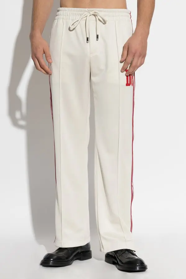 Dolce & Gabbana Red Track Pants With Embroidered Logo By