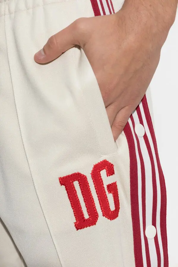 Dolce & Gabbana Red Track Pants With Embroidered Logo By