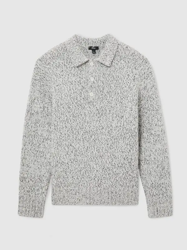 REISS Jasper Wool-blend Speckled-knit Half-button Jumper