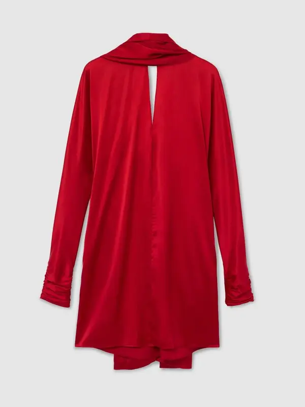 REISS Ottilie Satin Cape-detail Mini Dress - Red