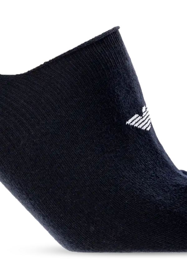 Emporio Armani Set Of Three Low-cut Socks With White Logo