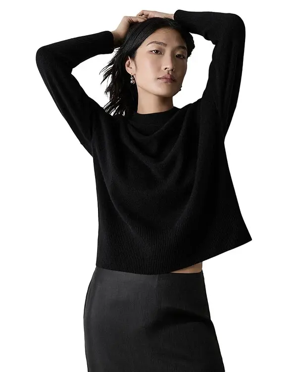 Whistles Cashmere Seamed Crewneck Sweater
