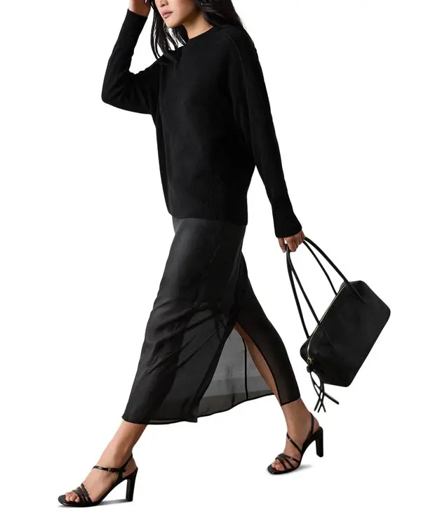 Whistles Cashmere Seamed Crewneck Sweater
