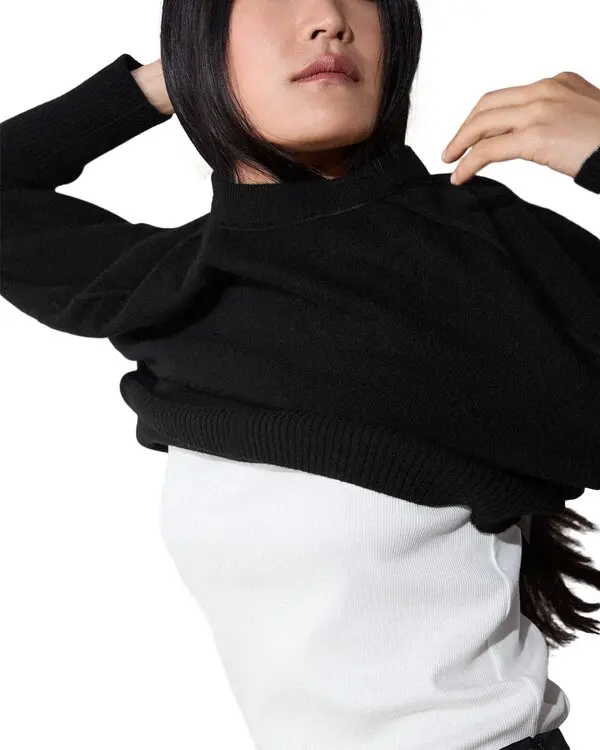 Whistles Cashmere Seamed Crewneck Sweater