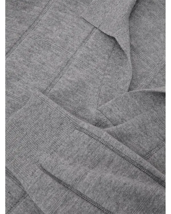 REISS Compton Wool Open Collar Square Pattern Polo Shirt