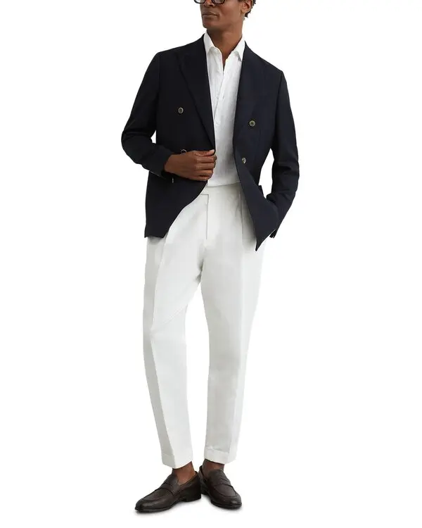 REISS Osteria Tailored Fit Double Breasted Peak Herringbone Blazer