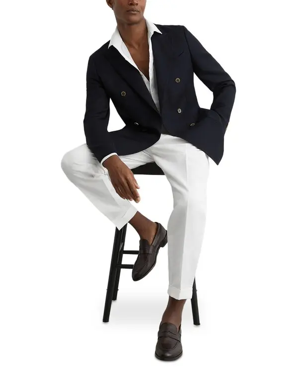 REISS Osteria Tailored Fit Double Breasted Peak Herringbone Blazer