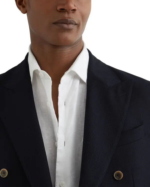 REISS Osteria Tailored Fit Double Breasted Peak Herringbone Blazer