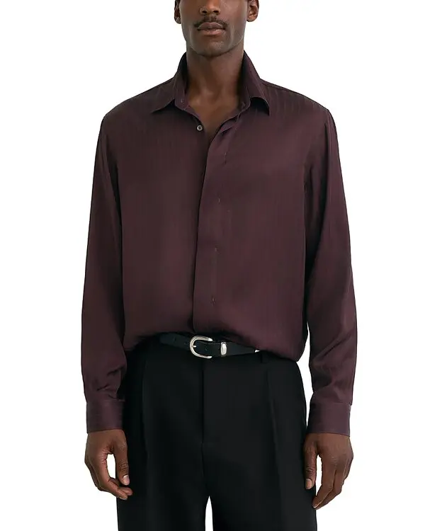 REISS Herringbone Stripe Point Collar Shirt
