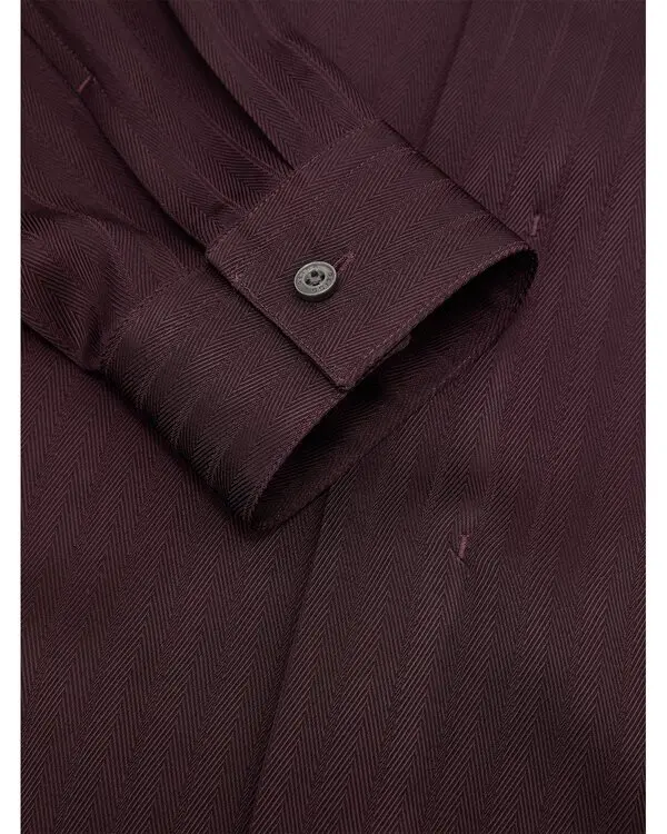 REISS Herringbone Stripe Point Collar Shirt