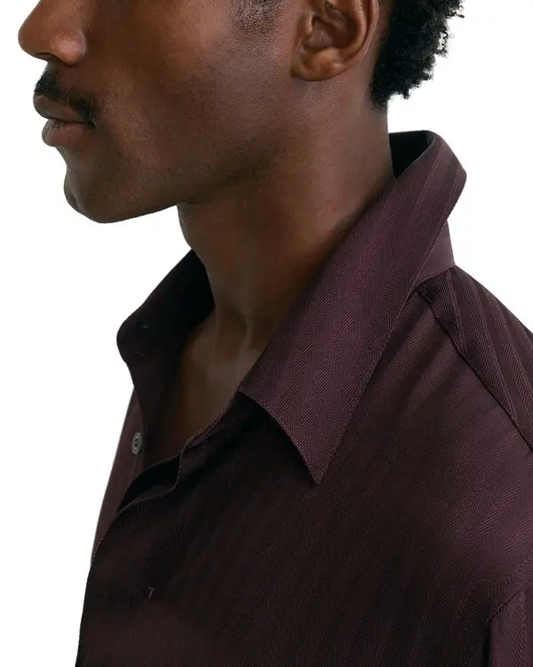 REISS Herringbone Stripe Point Collar Shirt