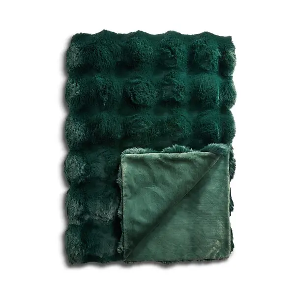 HUDSON PARK COLLECTION Bubble Faux Fur Throw Blanket - Blackened Green