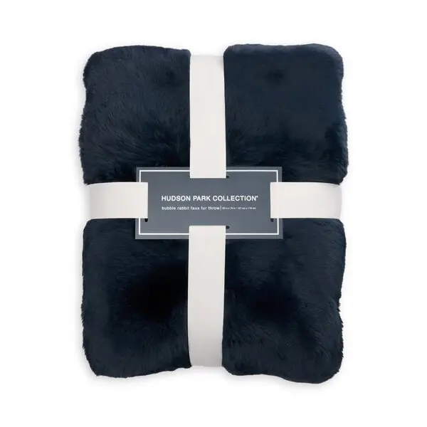 HUDSON PARK COLLECTION Bubble Faux Fur Throw Blanket - Navy