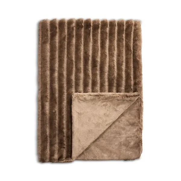 HUDSON PARK COLLECTION Channel Faux Fur Throw Blanket - Brown