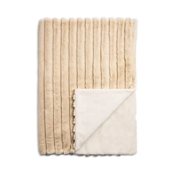 HUDSON PARK COLLECTION Channel Faux Fur Throw Blanket - Cream