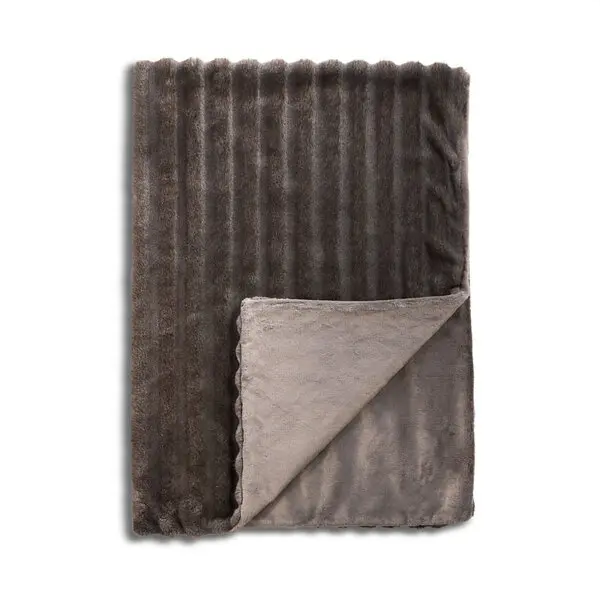 HUDSON PARK COLLECTION Channel Faux Fur Throw Blanket - Gray