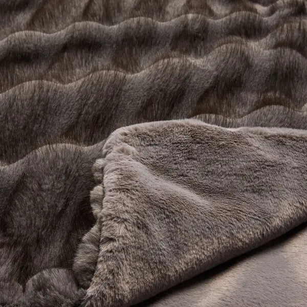 HUDSON PARK COLLECTION Channel Faux Fur Throw Blanket - Gray