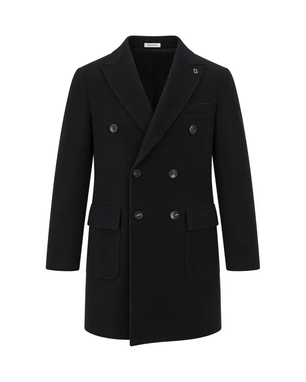 BRERAS MILANO Double-breasted Wool Overcoat