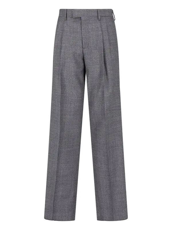 LARDINI Pleated Wide-leg Wool Trousers
