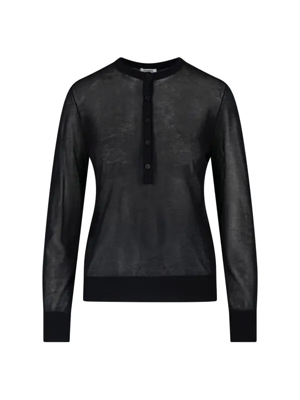 Filippa K Sheer Button-front Long Sleeve Top