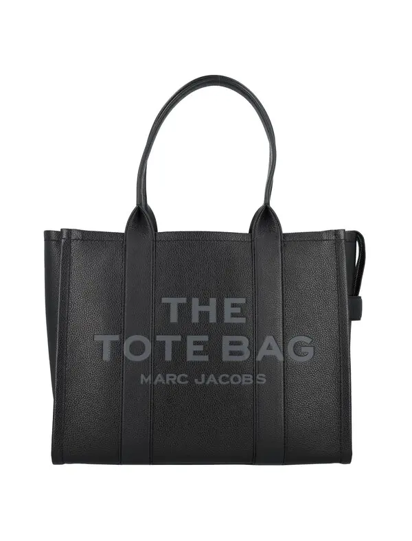 Marc Jacobs Large Grained Leather Tote Handbag With Logo Detail