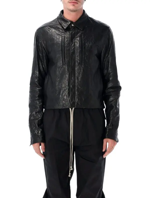 Rick Owens Leather Cropped Jacket - Nero