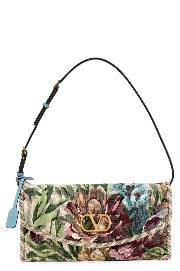 Valentino Garavani Floral Mini Shoulder Handbag With Vlogo Detail - Multicolor