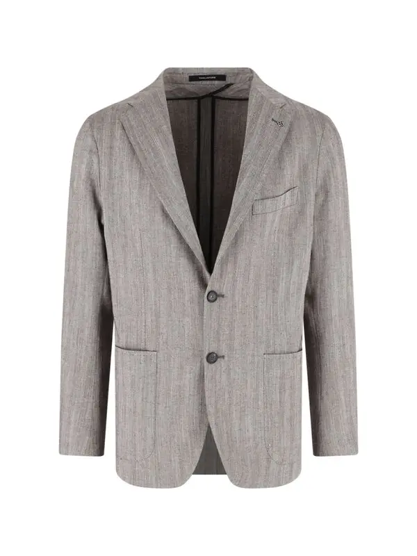Tagliatore Linen Blend Two-button Blazer - Brown