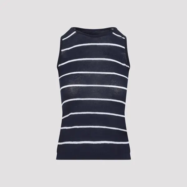 Balenciaga Cropped Cotton Tank Top - Blue