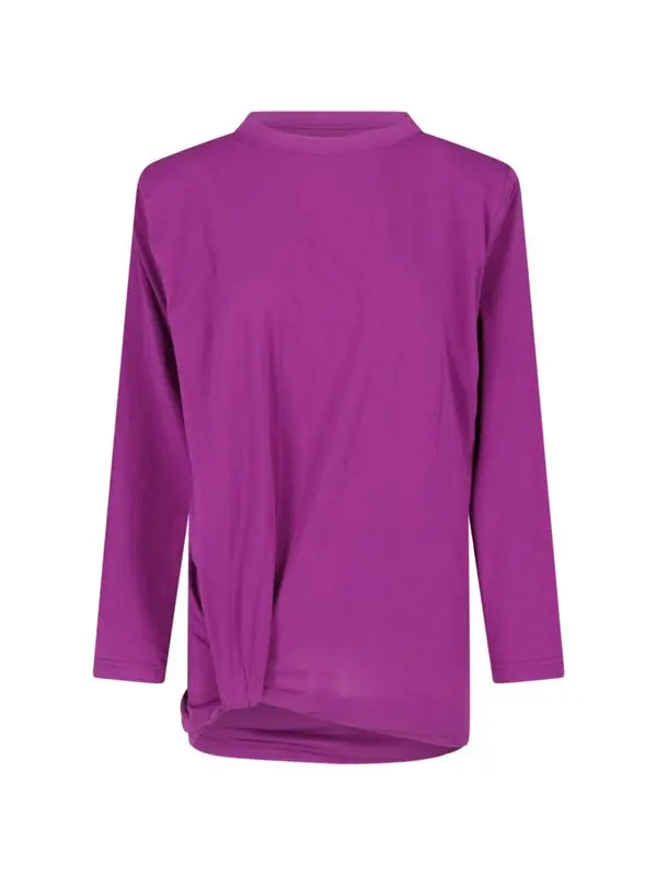Balenciaga Asymmetric Draped Long Sleeve T-shirt - Violet