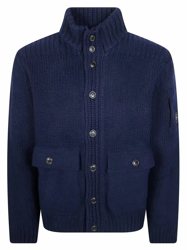 C.P. COMPANY Button-front Lambswool Grs Lens Mini Sweater