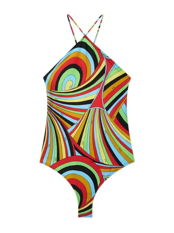 Emilio Pucci Halter Neckline Swimsuit Top With Adjustable Tie Straps And Open Back - Multicolor
