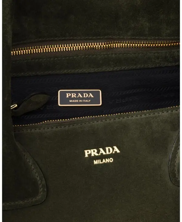 Prada Nova Large Suede Tote Bag - Forest