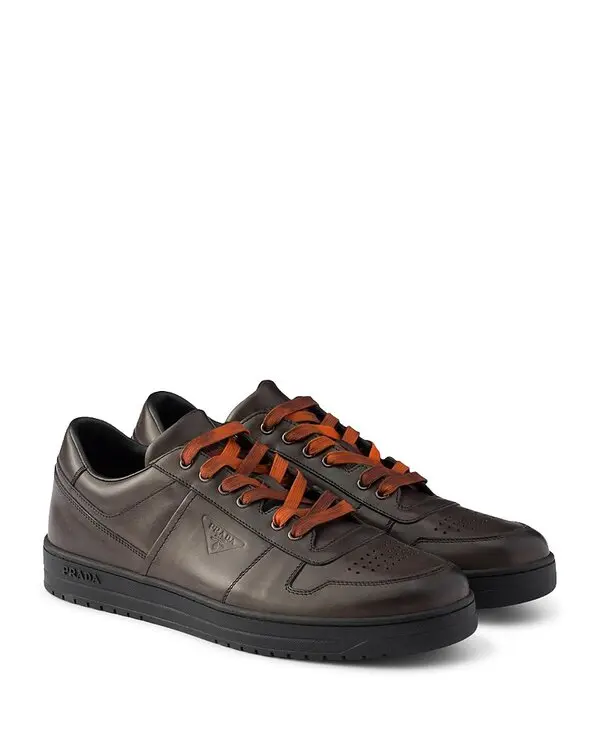 Prada Downtown Aged Leather Sneakers