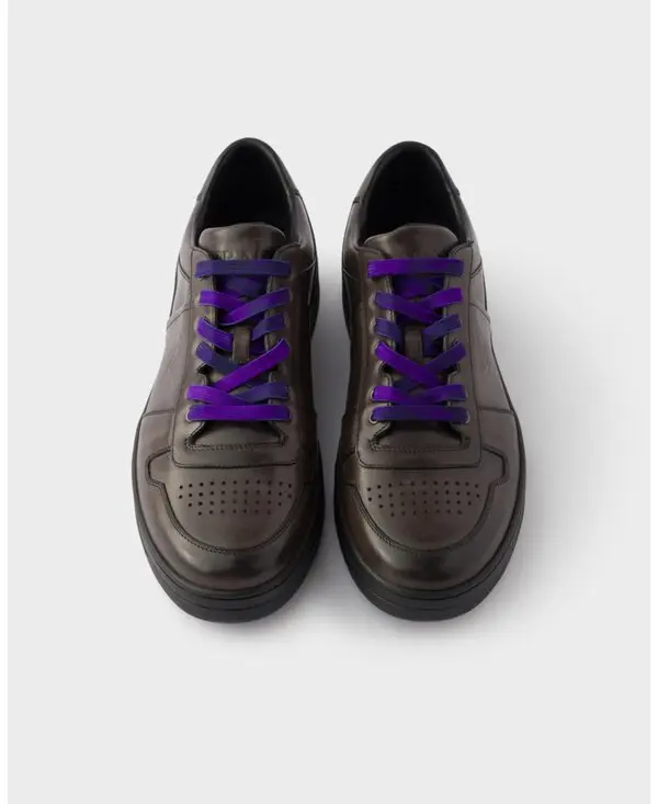 Prada Downtown Aged Leather Sneakers
