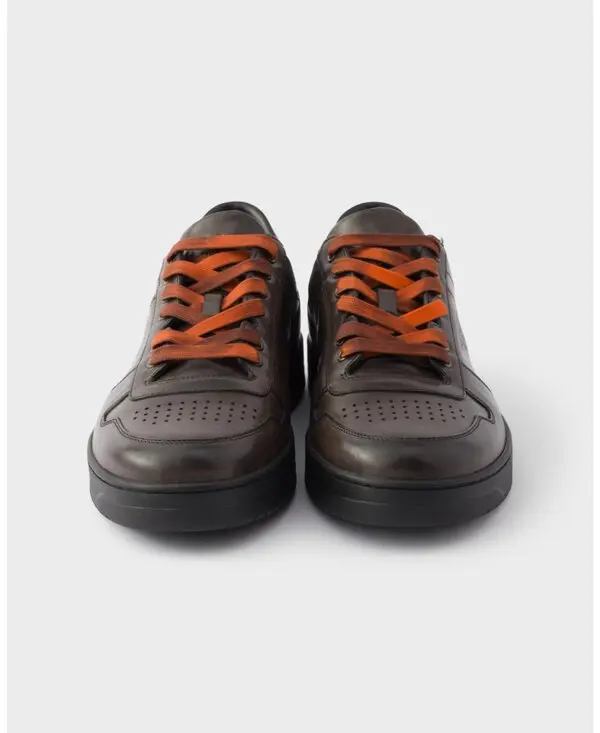 Prada Downtown Aged Leather Sneakers