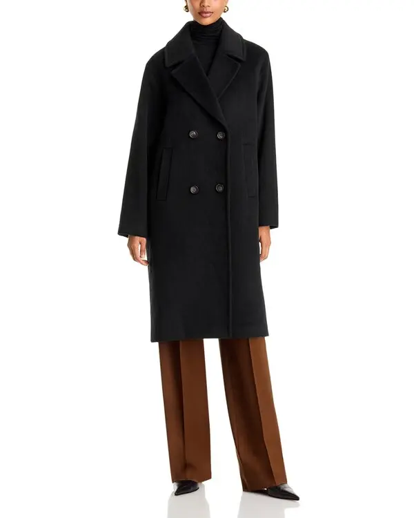 Bernardo Relaxed Double Breasted Wool Blend Coat