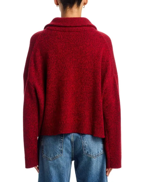 FRAME The Wool Stretch Half Zip Marled Sweater
