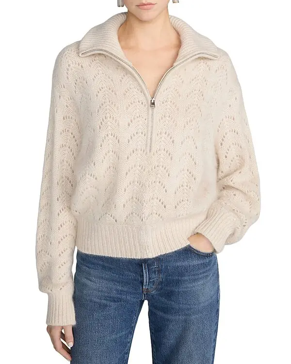 FRAME The Airy Wool & Cashmere Quarter Zip Sweater