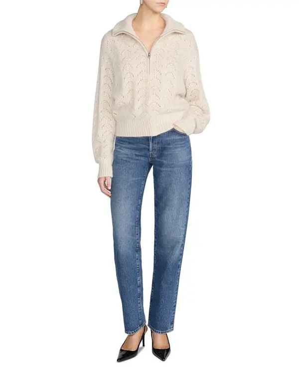 FRAME The Airy Wool & Cashmere Quarter Zip Sweater