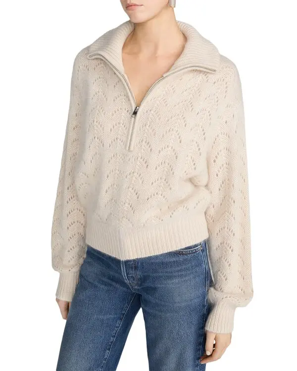 FRAME The Airy Wool & Cashmere Quarter Zip Sweater