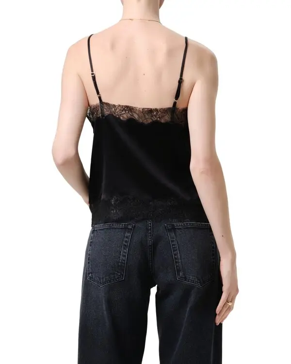 Citizens Of Humanity Hammered Satin Lace Trim Camisole