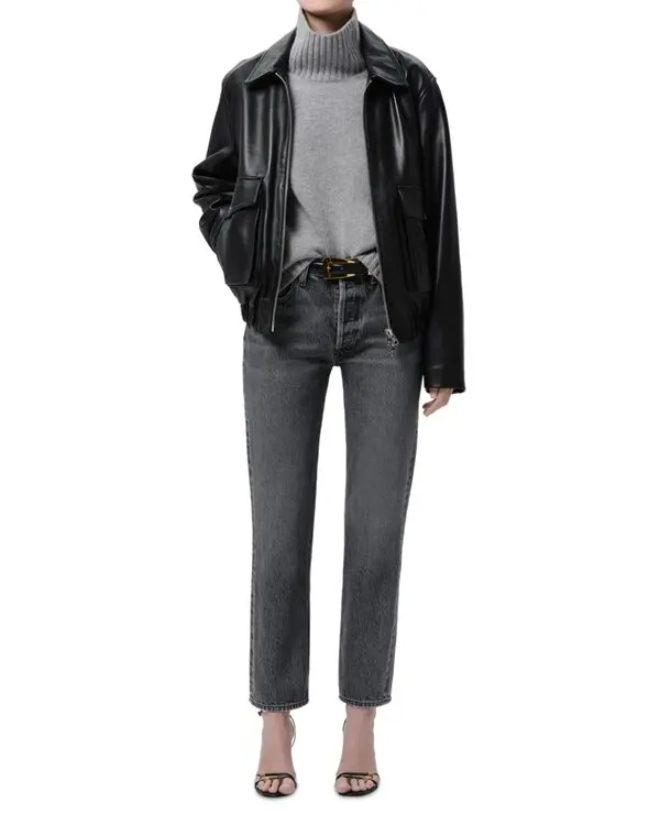 Citizens Of Humanity Leather Zip Front Bomber Jacket