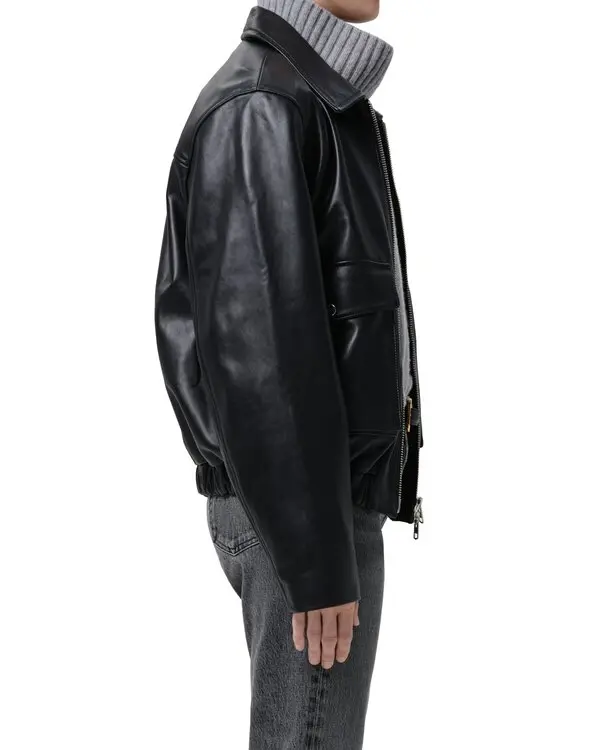Citizens Of Humanity Leather Zip Front Bomber Jacket