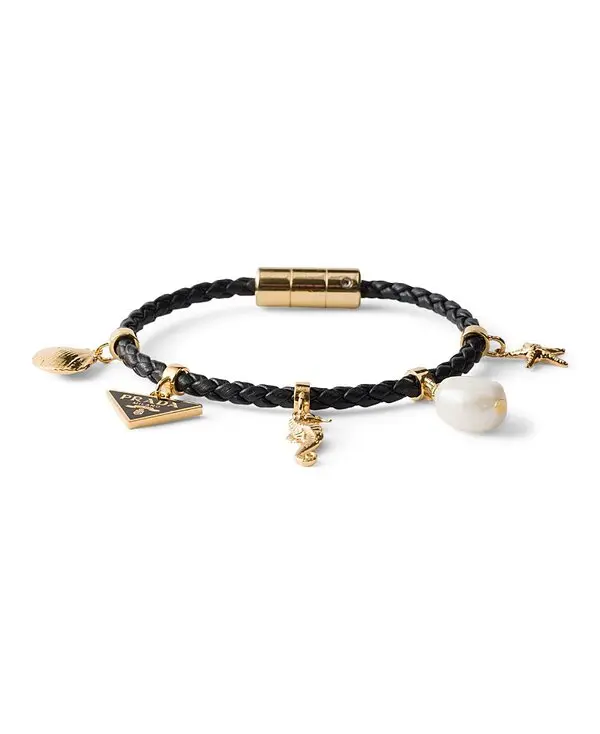 Prada Braided Nappa Leather Charm Bracelet
