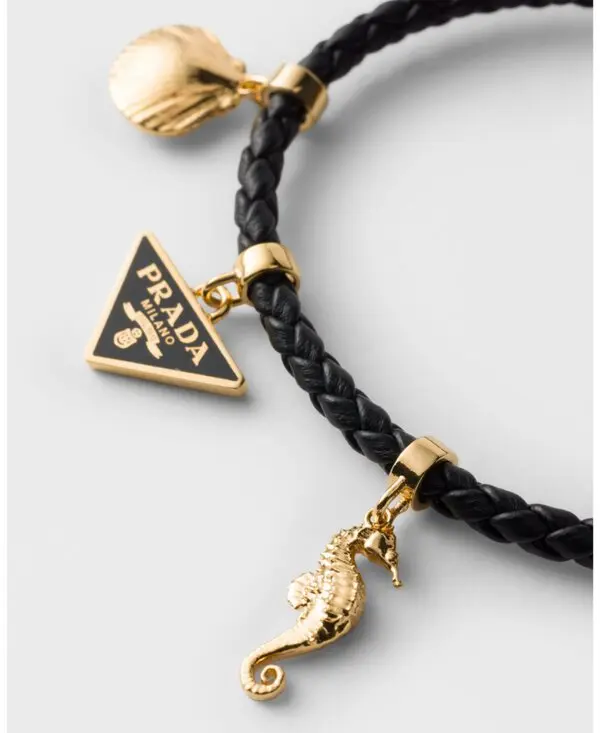 Prada Braided Nappa Leather Charm Bracelet