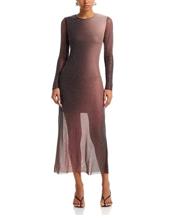Aqua Crystal Mesh Maxi Dress Exclusive