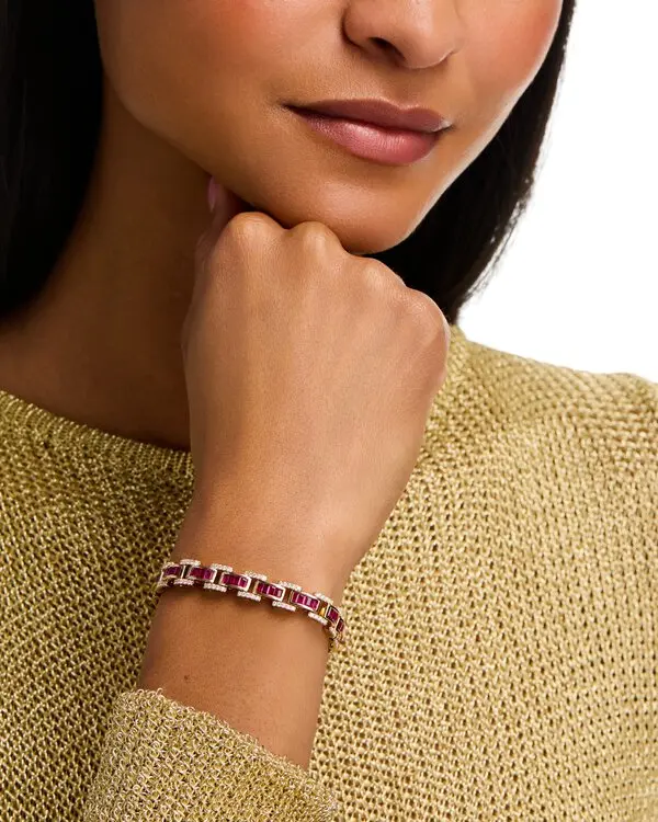 Bloomingdale'S Ruby & Diamond Chain Link Bracelet In 14k Yellow Gold