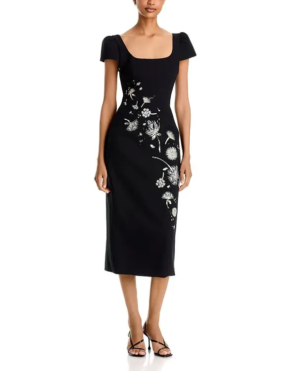 Cinq À Sept Ilana Embellished Square Neck Column Dress